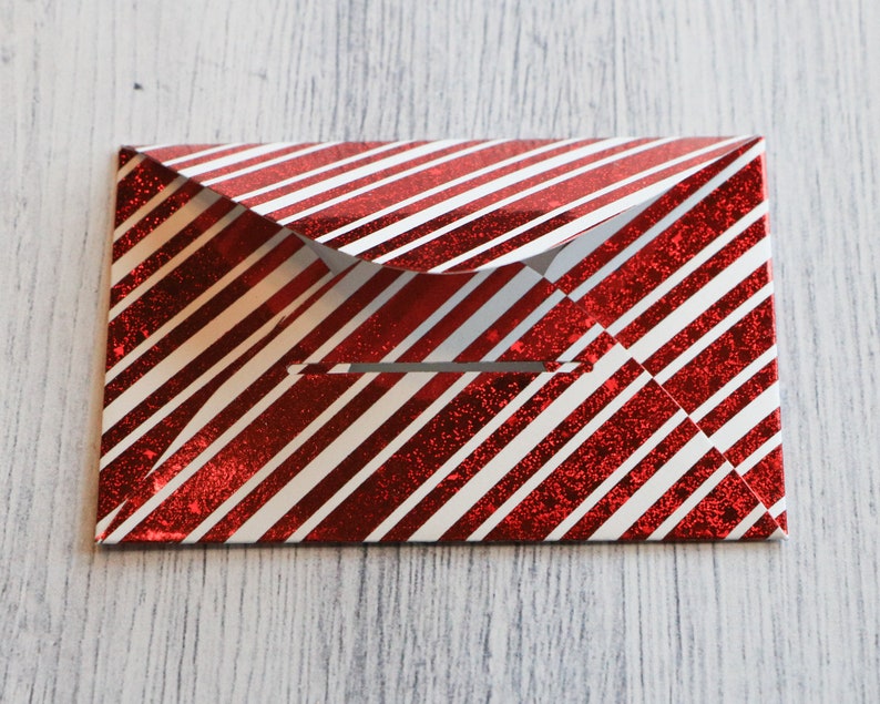 Premium Red Foiled Striped Holiday Gift Card Holder Set of 4 | Handmade ...