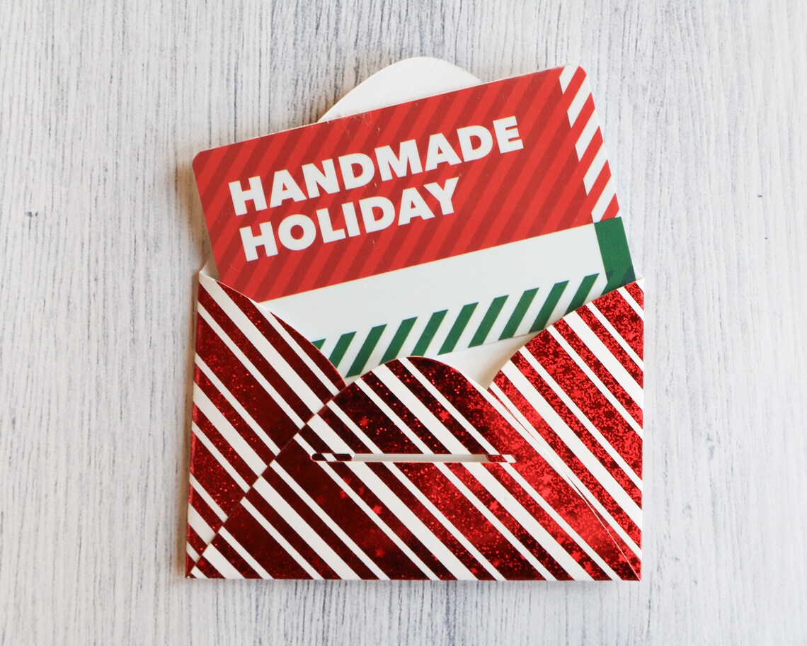 Premium Red Foiled Striped Holiday Gift Card Holder Set of 4 | Handmade ...