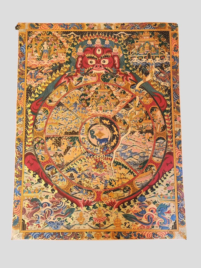 Wheel of Life Thanga Painting - Etsy