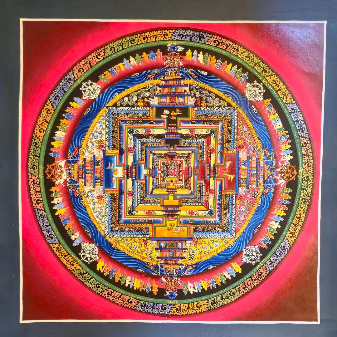 Kala Chakara Mandala Thangka Painting With Red Background - Etsy