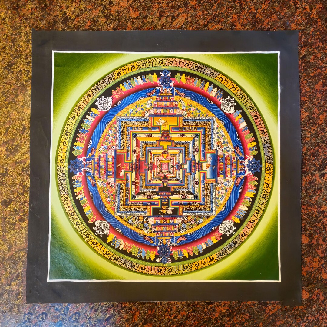 Kala Chakara Mandala Thangka Painting With Green Background - Etsy