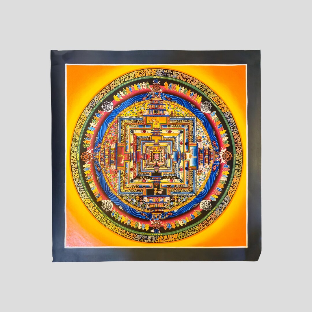 Kala Chakara Mandala Thangka Painting With Orange Background - Etsy
