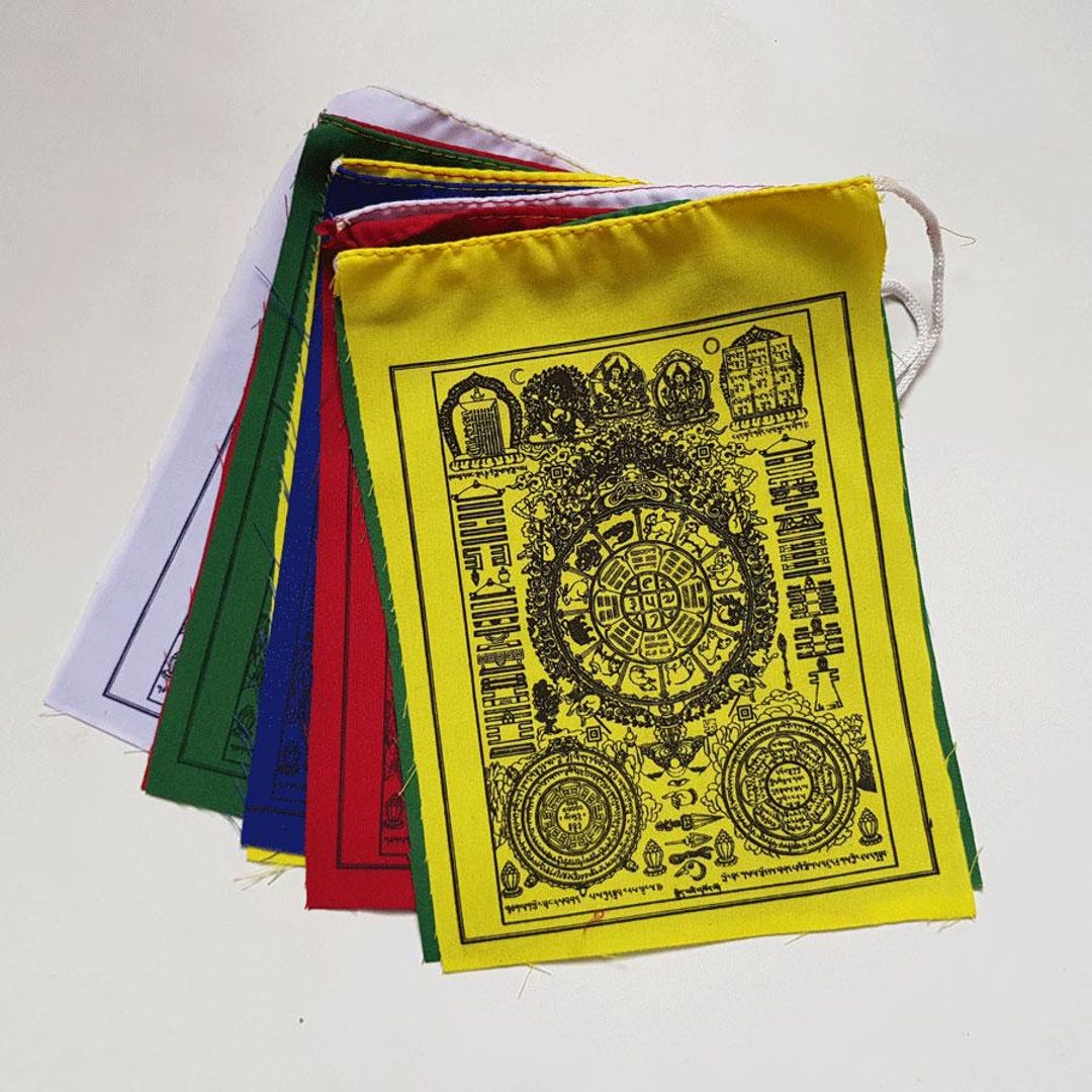 Tibetan Astrology Wheel Prayer Flags - Etsy