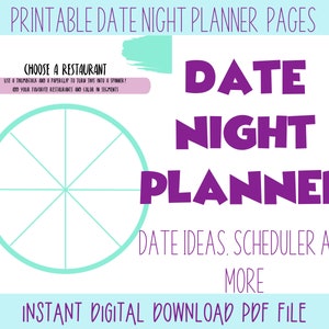 Date Night Planner - Schedule Dates - Date Ideas - Activity Page ...