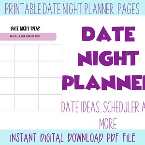 Date Night Planner - Schedule Dates - Date Ideas - Activity Page ...