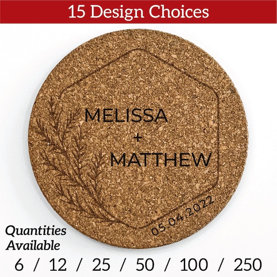 Personalized Custom Laser Engraved Cork Coasters Wedding | Etsy