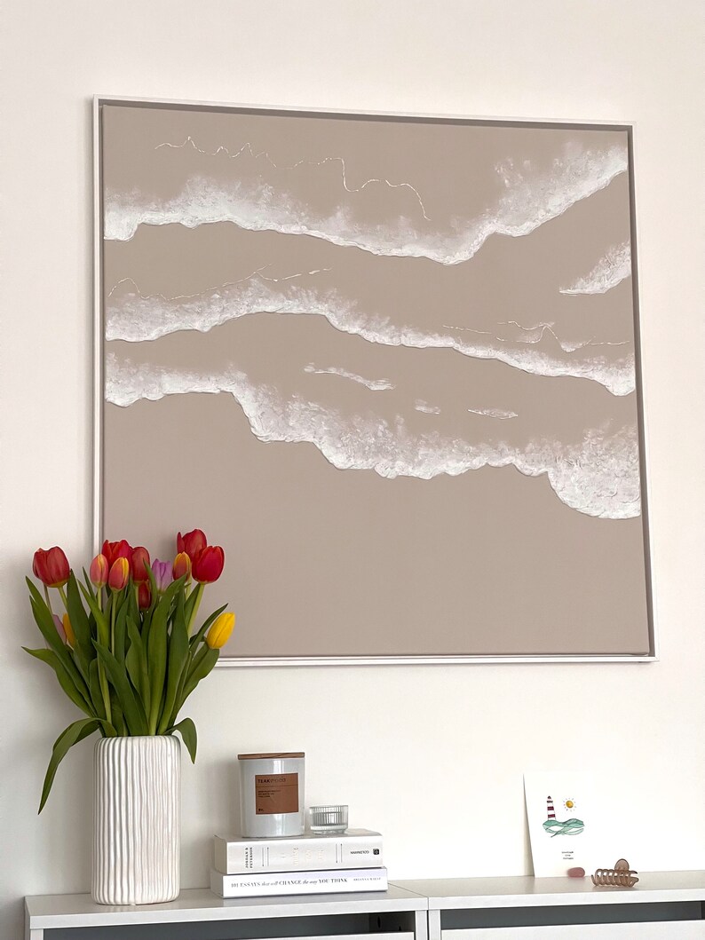 Strand Strukturgemälde | Textur Leinwand, original Meer Wandbild, minimalistisches Gemälde, Sand ...