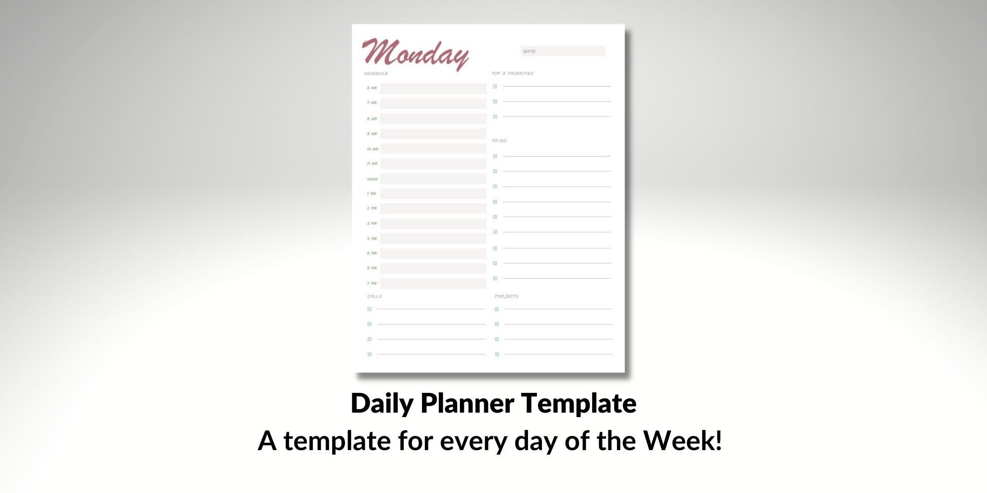 Daily Planner Template US Letter Size Digital Daily Planner Template ...