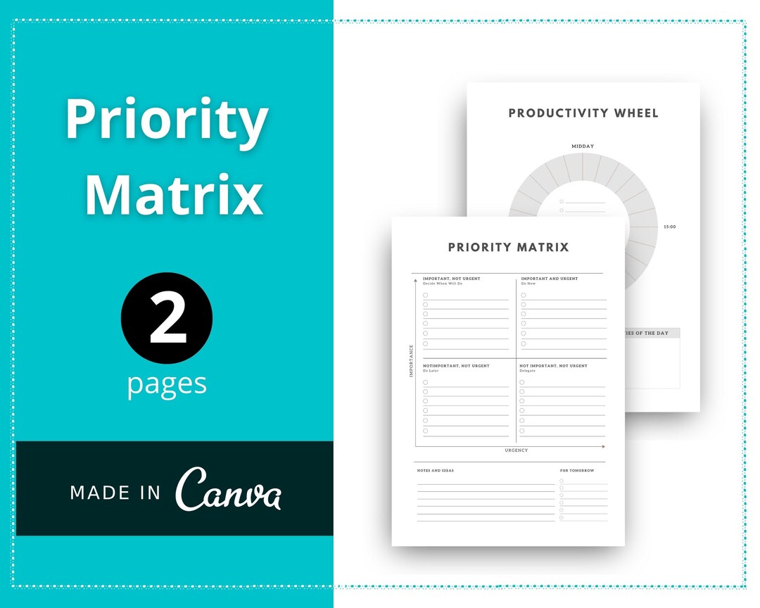 CANVA Priority Matrix Instant Download Editable Canva - Etsy