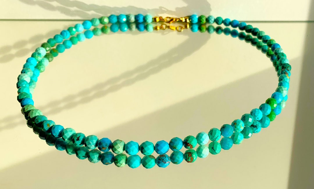 Necklace Made of Genuine Turquoise From Hubei; Natural and Undyed 6 Mm ...