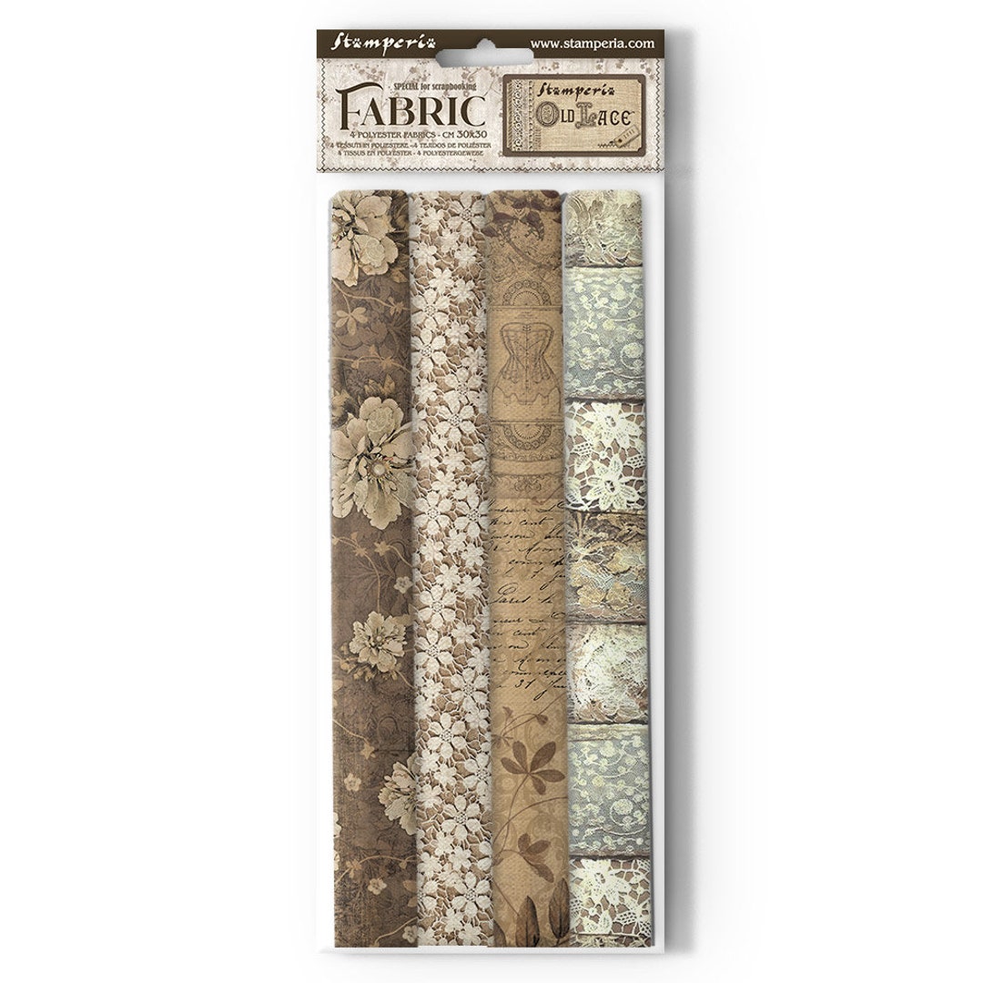 Stamperia Pack 4 Sheets Fabric Cm 30x30 - Old Lace - Etsy