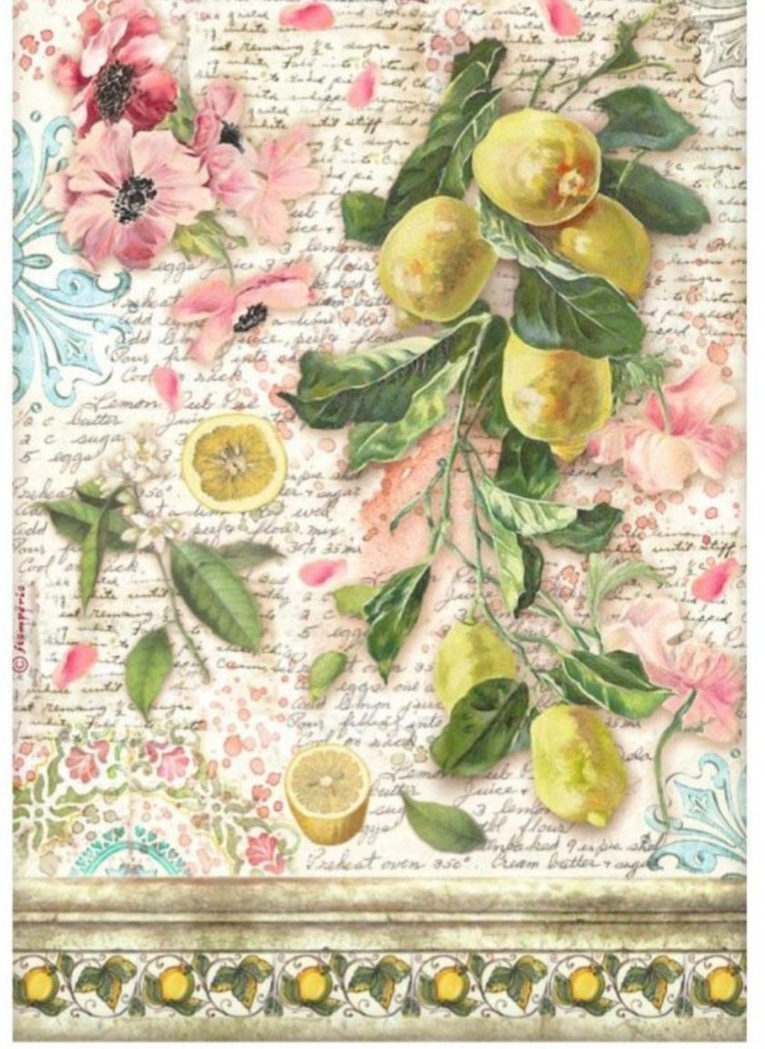 Stamperia A4 Rice Paper Packed - Blue Dream Lemons - Etsy