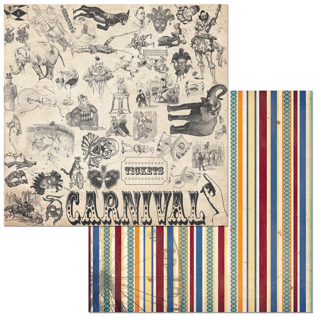 Bo Bunny Carnival 12x12 Carnival Sideshow Paper - Etsy
