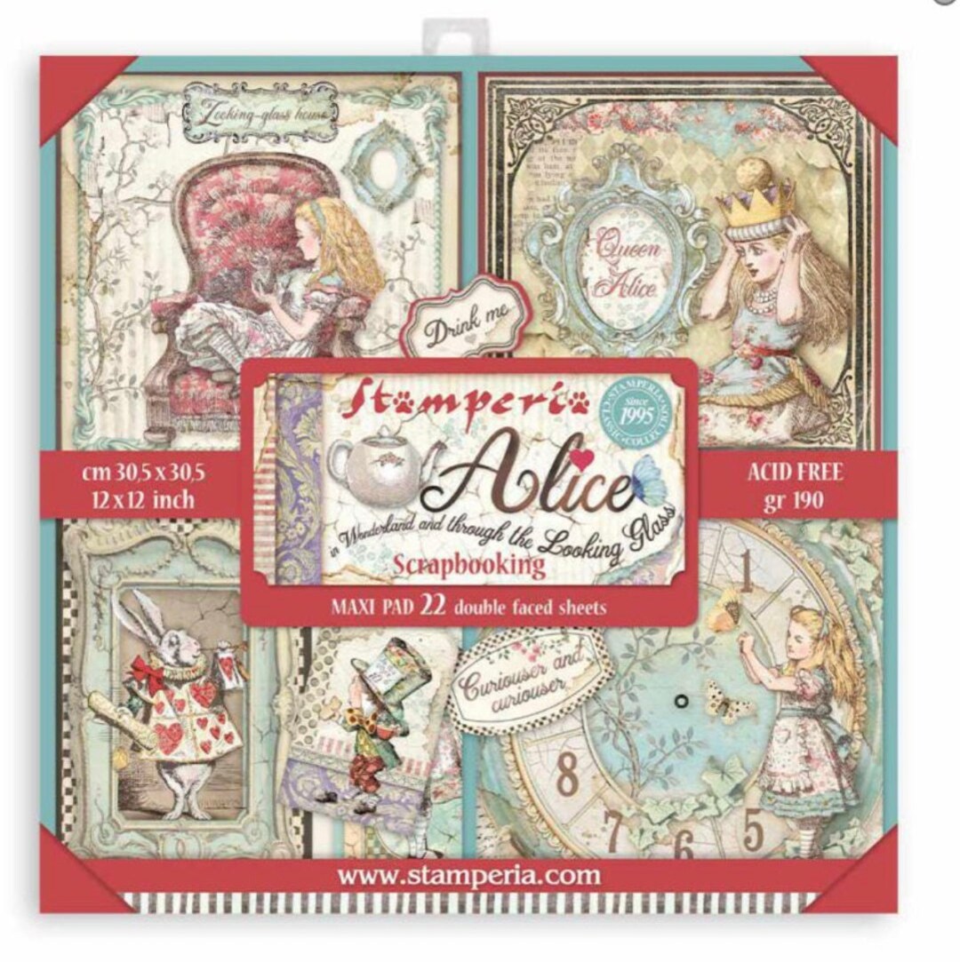 Stamperia-mega Pad: Alice in Wonderland-22 Sheet-12×12 Paper Pad - Etsy