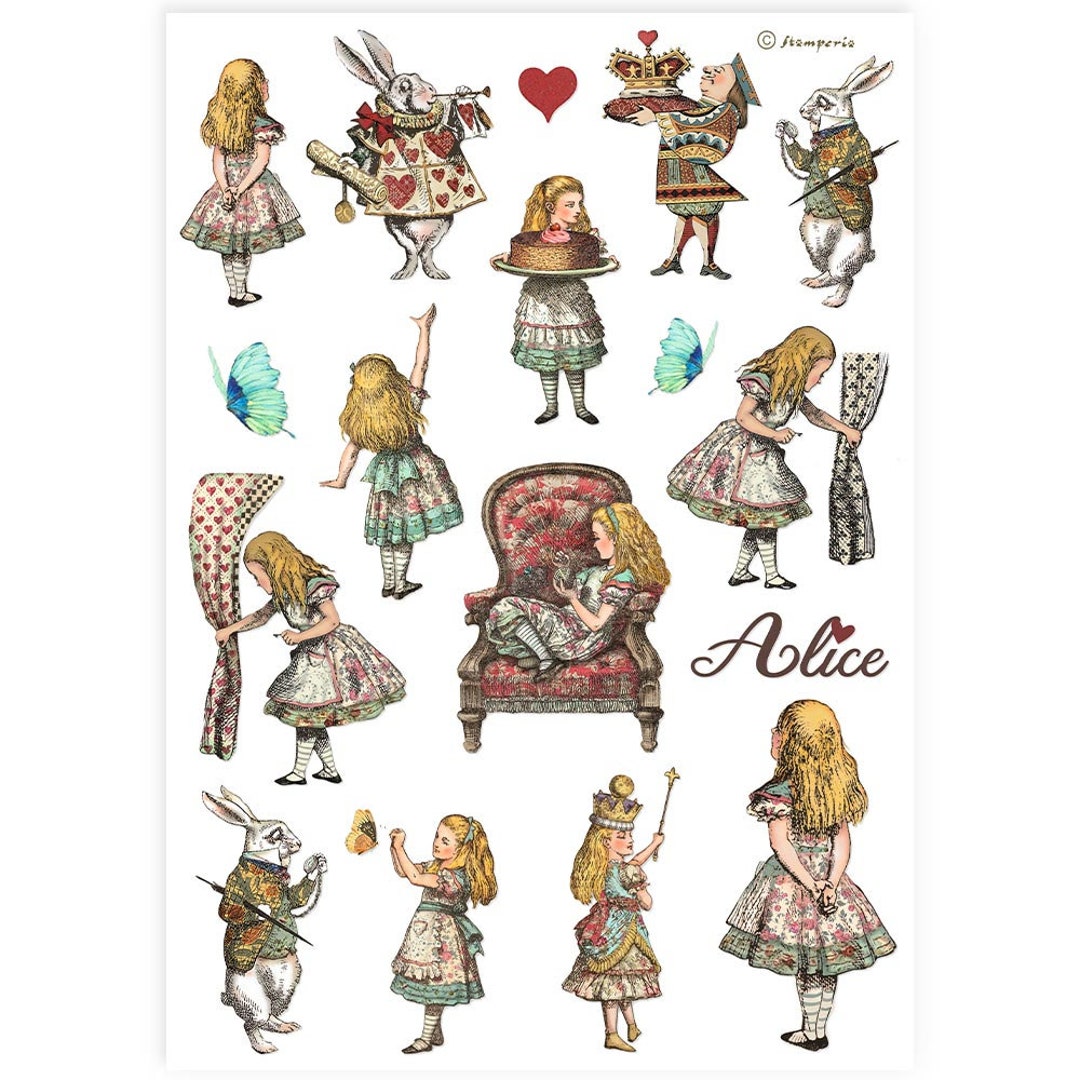 Stamperia A4 Rice Paper Packed Alice Elements - Etsy