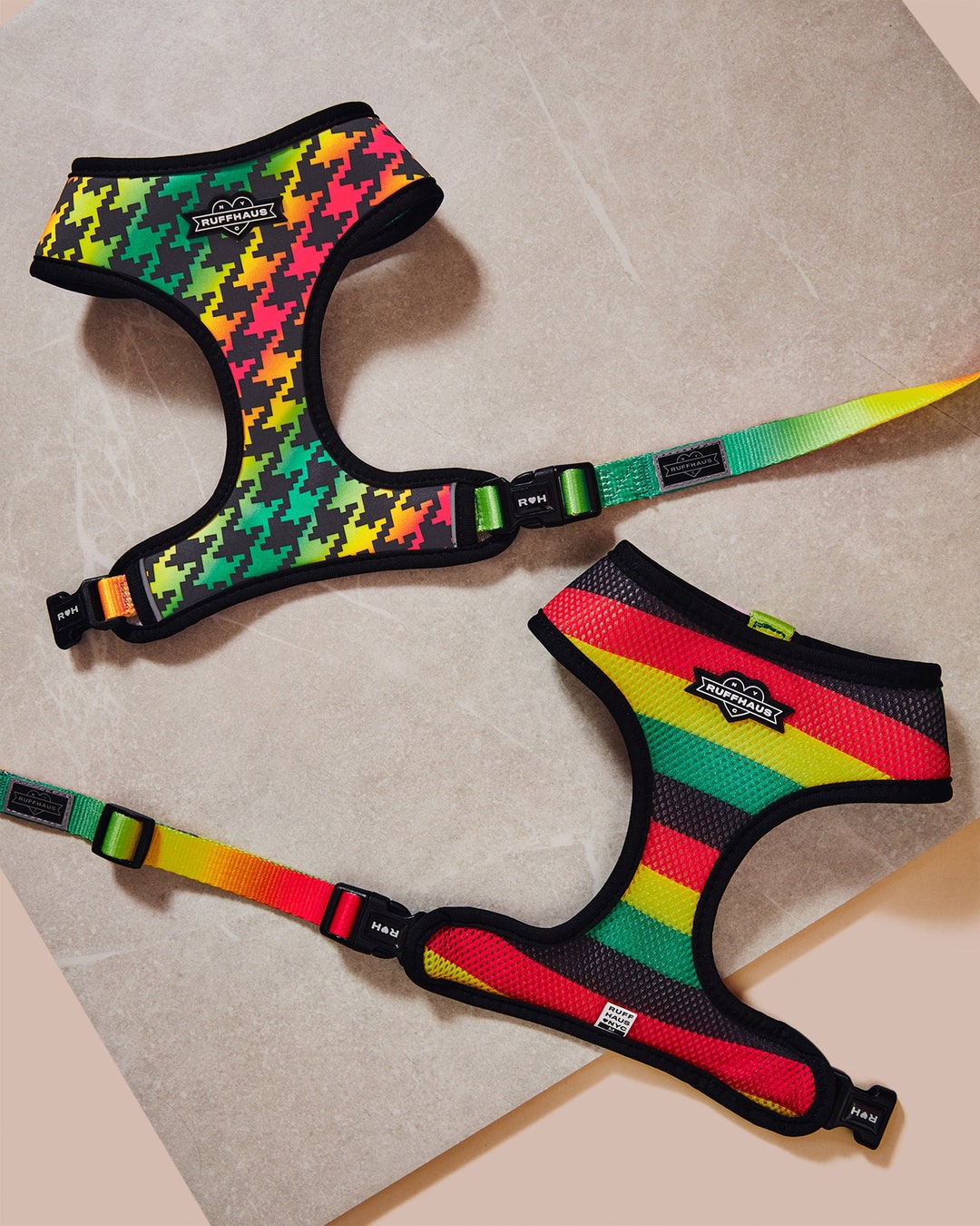 Rasta Colors Houndstooth Reversible Dog Harness Jamaican Flag Summer ...