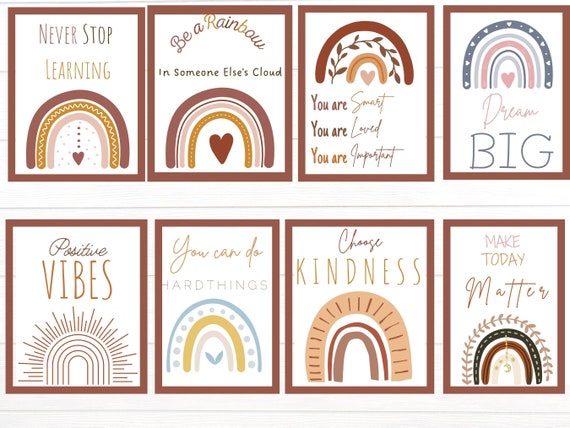 Printable Boho Rainbow Inspirational Posters Classroom Decor - Etsy