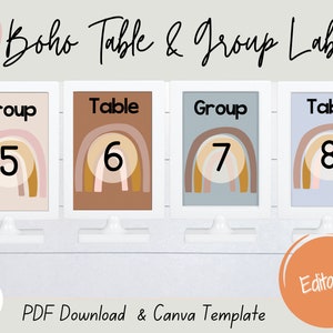 Boho Rainbow 4x6 Table & Group Labels | Editable | Boho Rainbow ...
