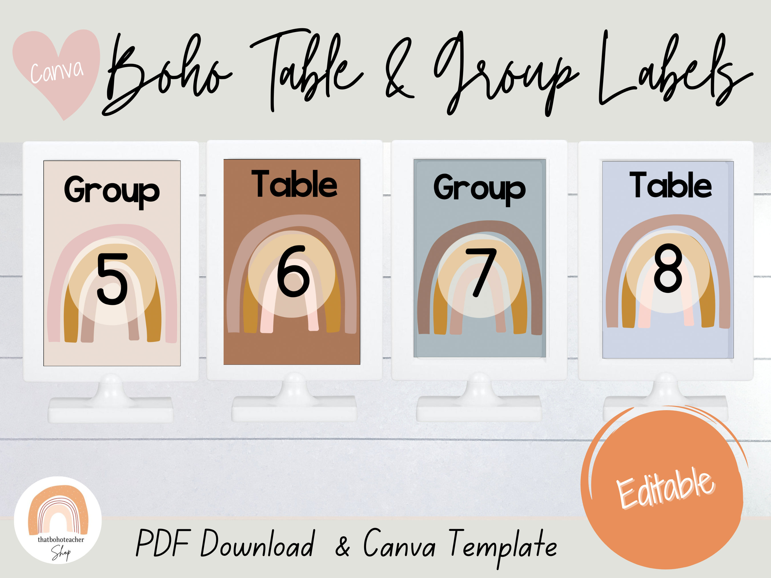 Boho Rainbow 4x6 Table & Group Labels Editable Boho - Etsy