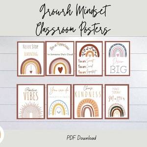 Printable Boho Rainbow Inspirational Posters, Classroom Decor, Class ...