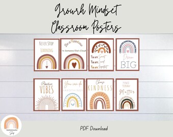 Boho Rainbow Growth Mindset Posters - Etsy