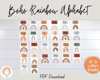 Boho Rainbow Alphabet Posters - Etsy