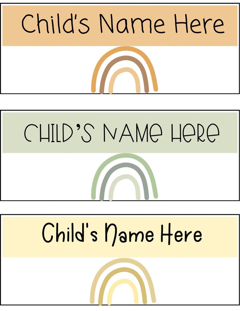 Boho Rainbow Cubby Name Labels EDITABLE - Etsy