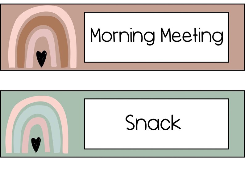 EDITABLE Printable Boho Rainbow Schedule Cards Classroom - Etsy