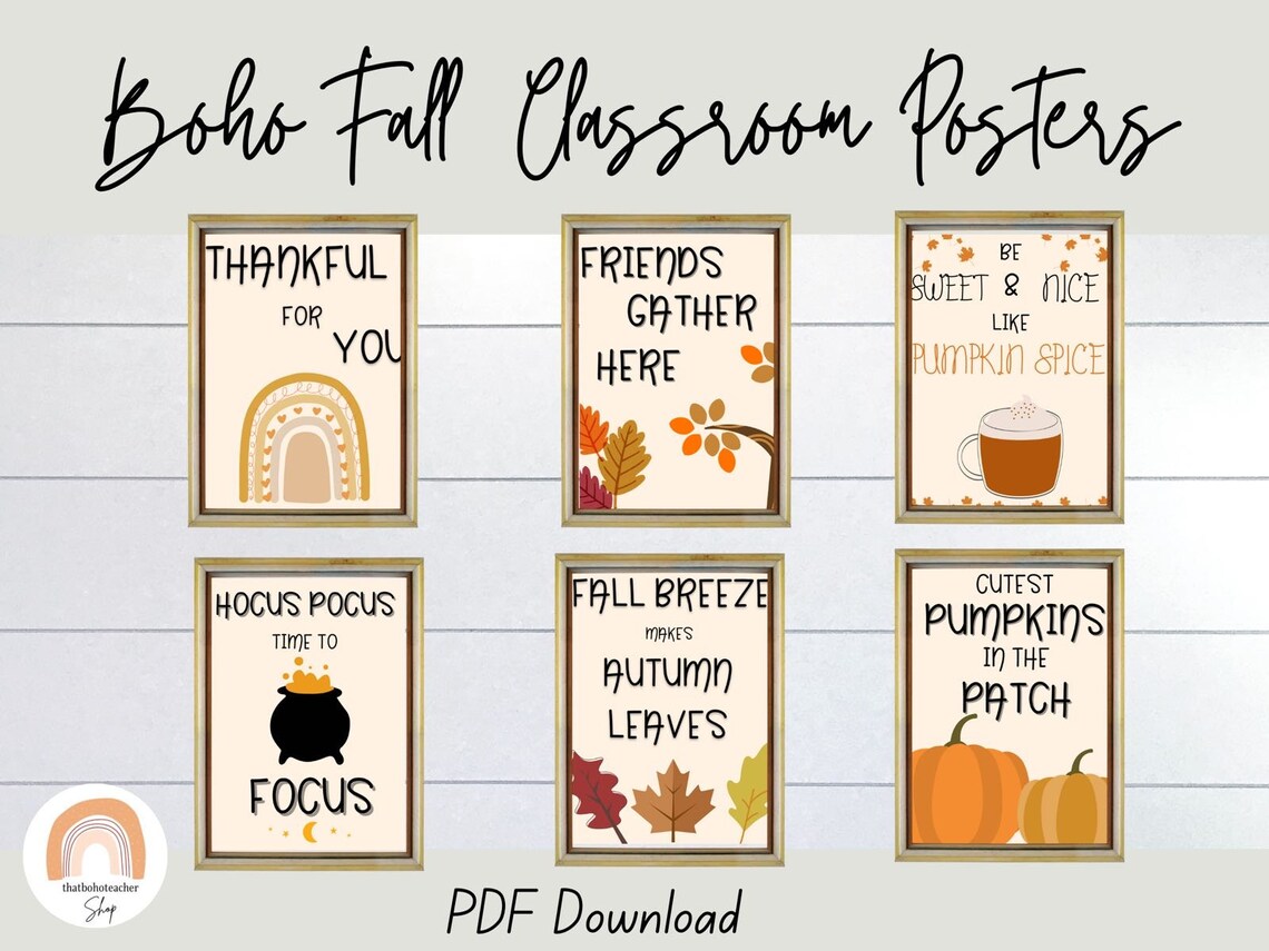 Fall Boho Classroom Posters Digital Downloads L Boho Teacher - Etsy