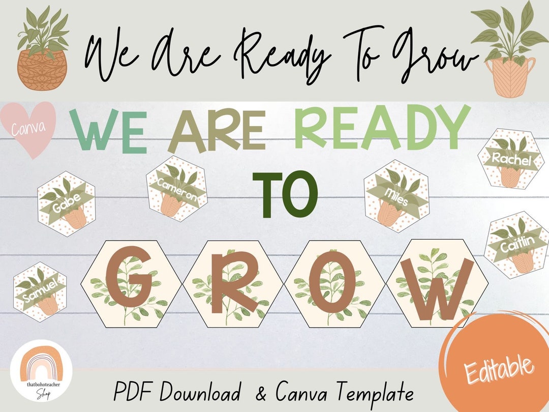 We Are Ready to Grow Bulletin Board Kit, EDITABLE Plant Name Labels ...