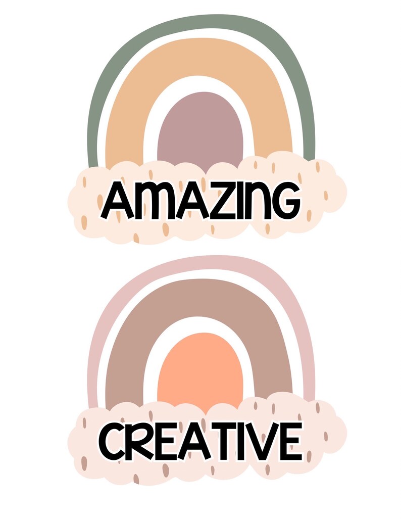 Boho Rainbow Classroom Affirmations 20 Positive Sayings - Etsy