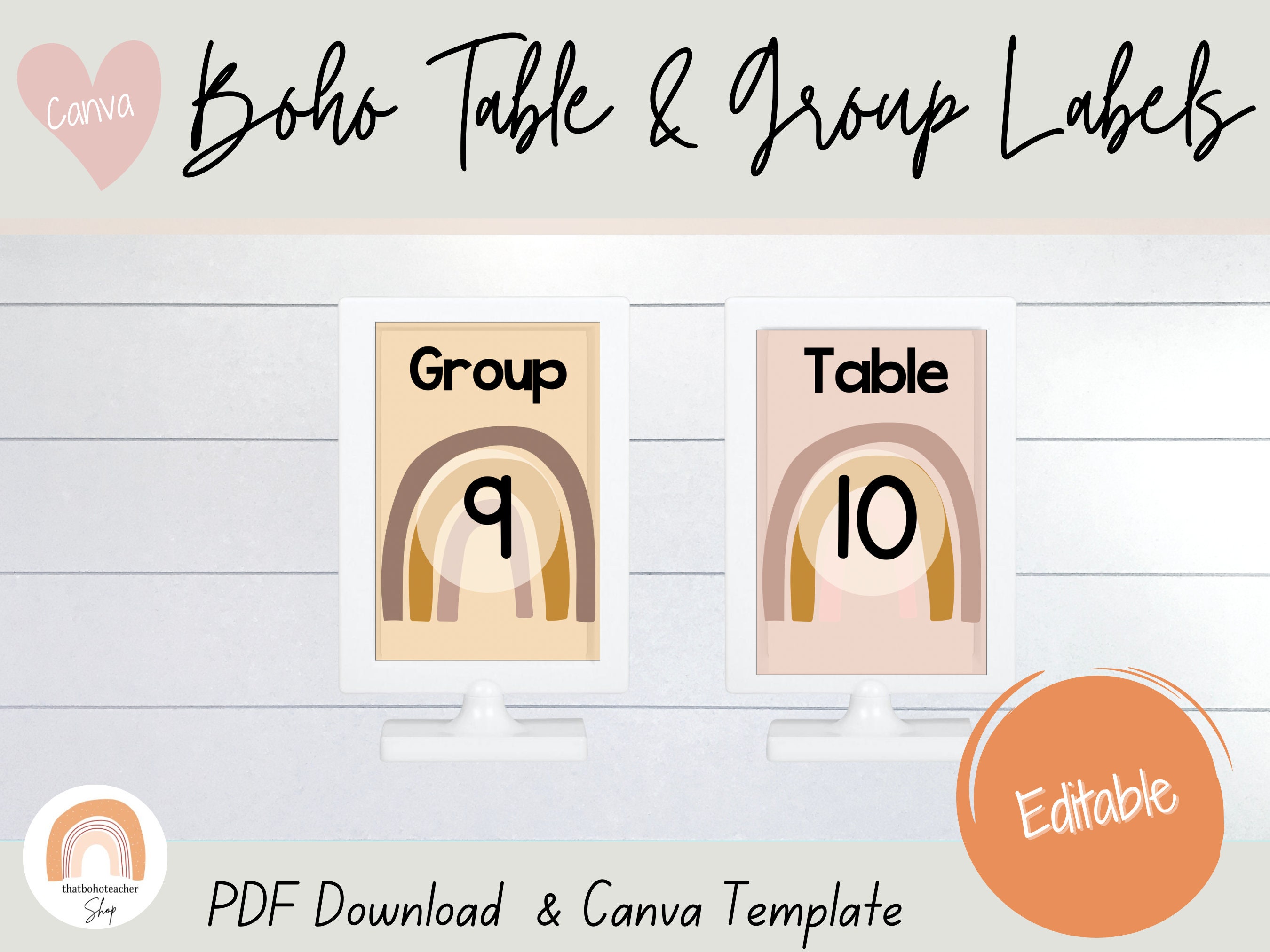 Boho Rainbow 4x6 Table & Group Labels Editable Boho - Etsy
