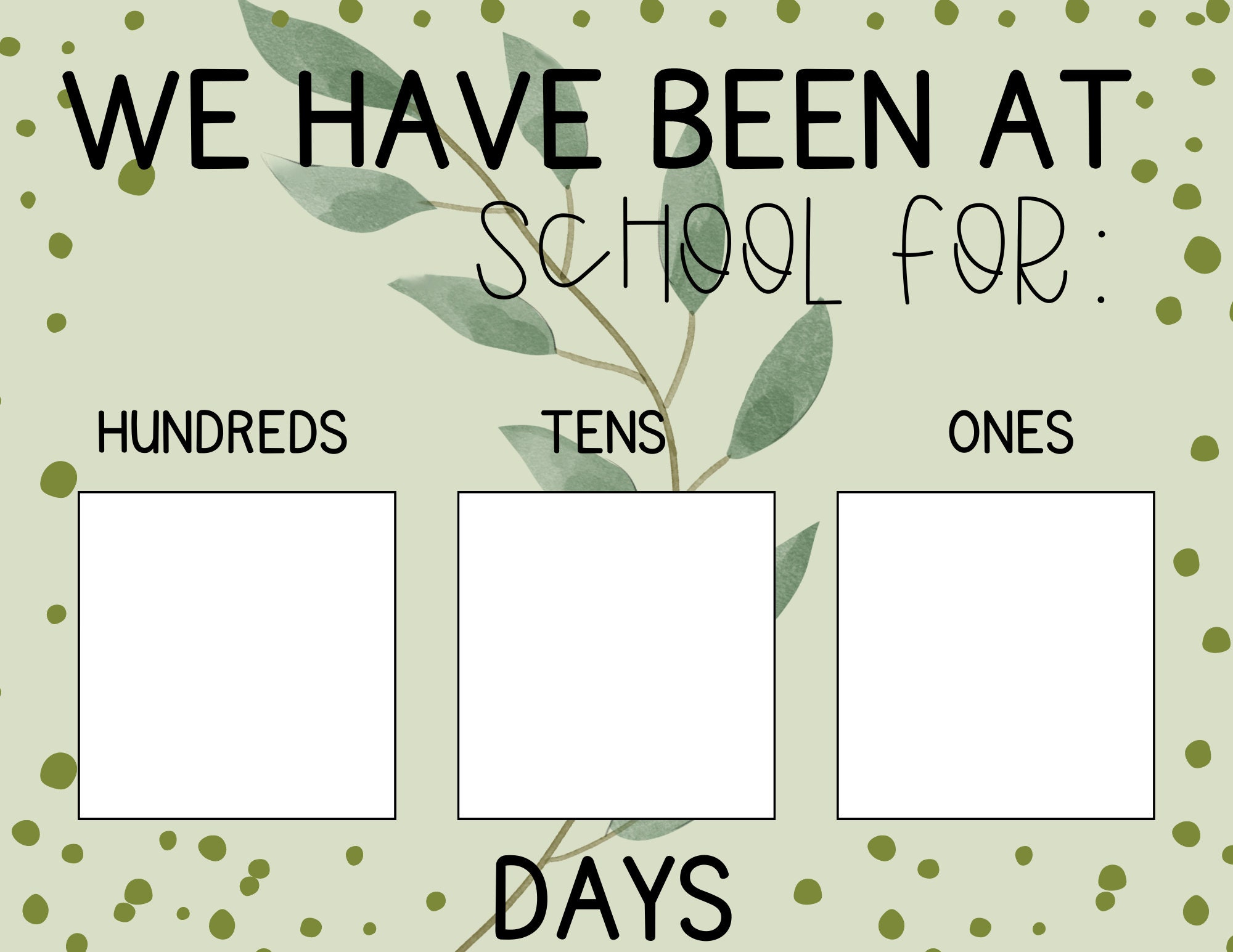 EDITABLE Printable Boho Plants Days of School Chart, 10s Frames, Boho ...