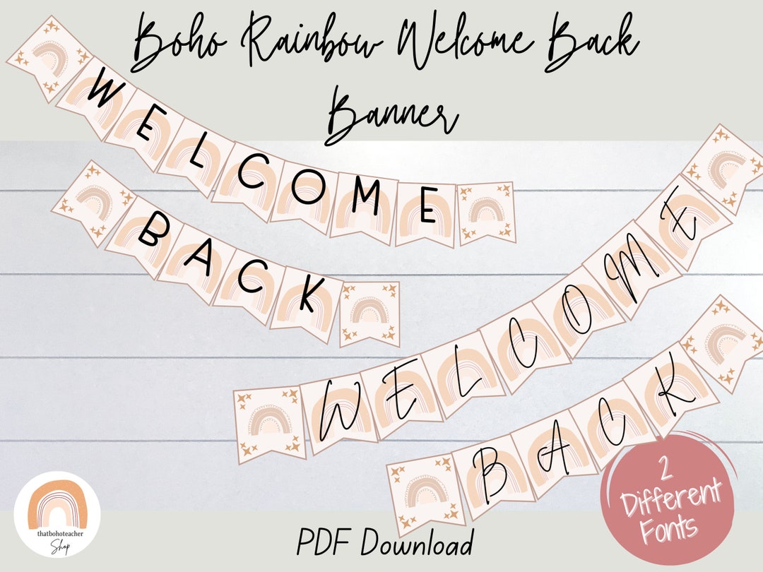 Classroom WELCOME BACK Banner | Boho Rainbow Theme, Digital Download ...