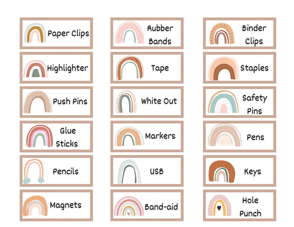 Boho Rainbow Teacher Toolbox Labels EDITABLE - Etsy