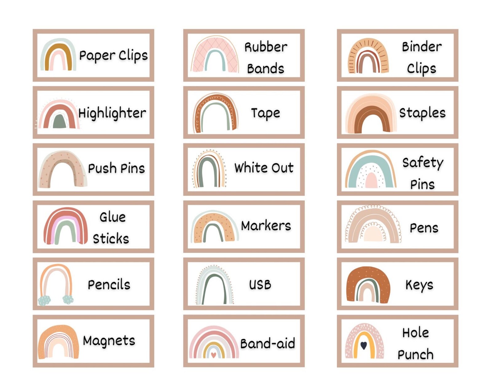 Boho Rainbow Teacher Toolbox Labels EDITABLE - Etsy