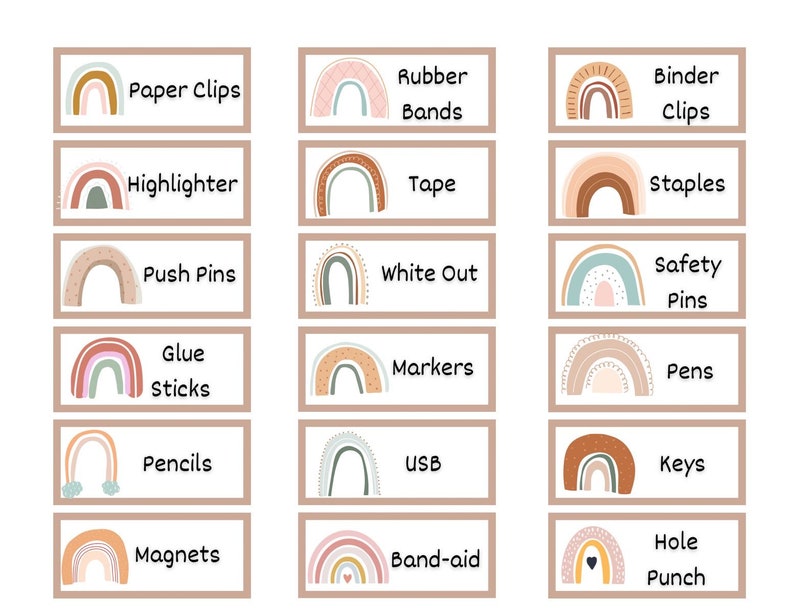 Boho Rainbow Teacher Toolbox Labels EDITABLE - Etsy