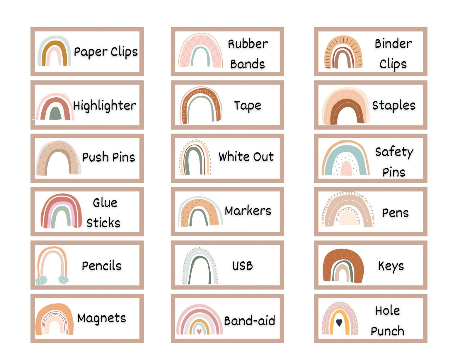 Boho Rainbow Teacher Toolbox Labels EDITABLE - Etsy