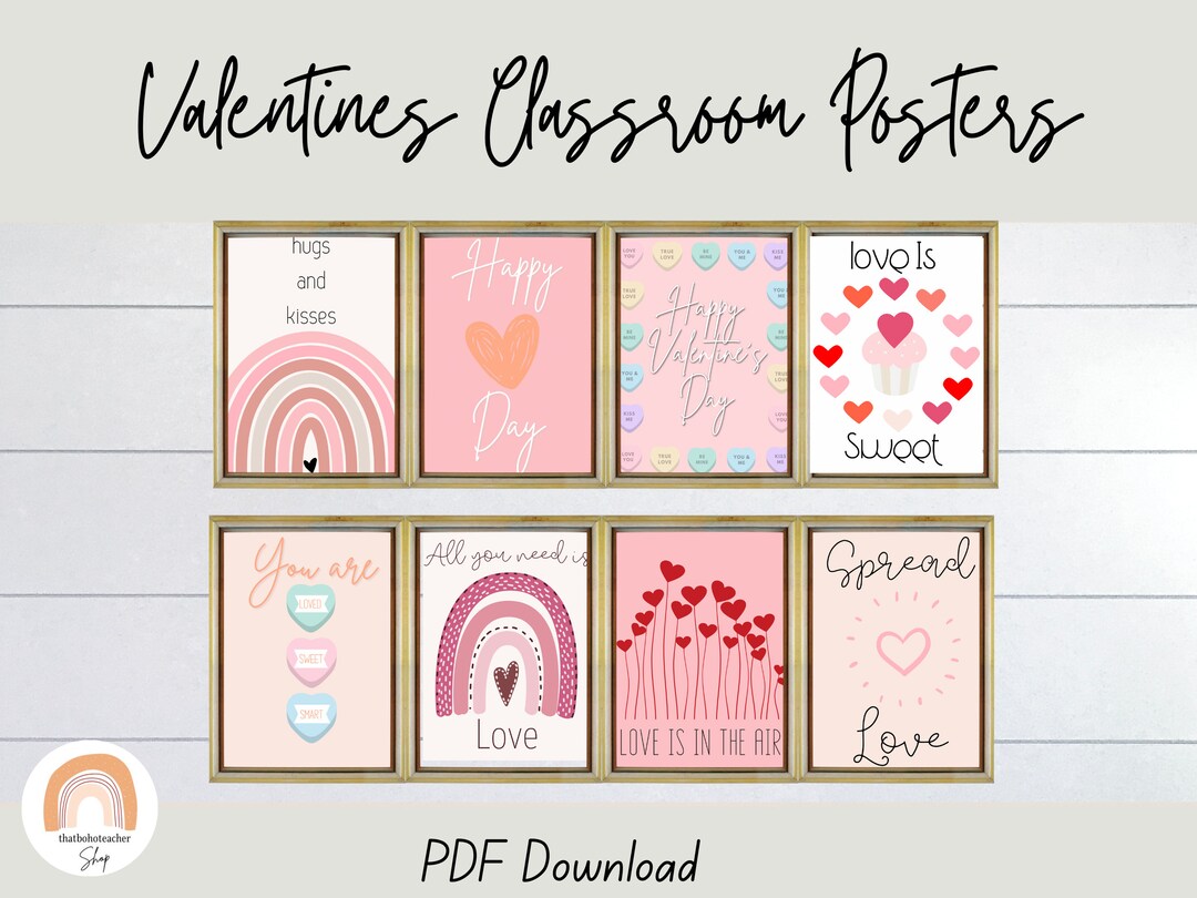 Valentines Boho Classroom Posters| Digital Downloads L Boho Teacher ...