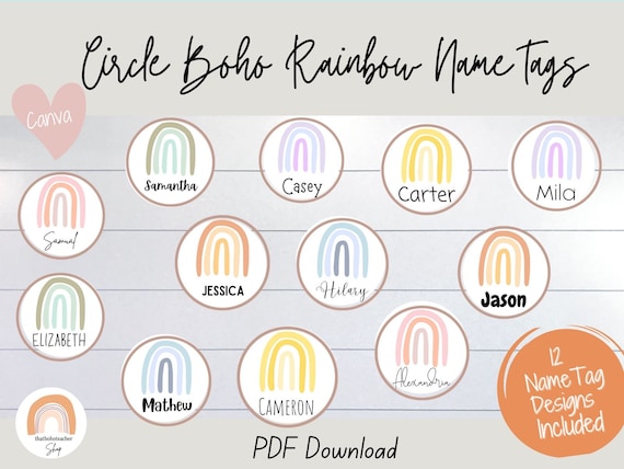 Boho Rainbow Circle Classroom Labels EDITABLE - Etsy