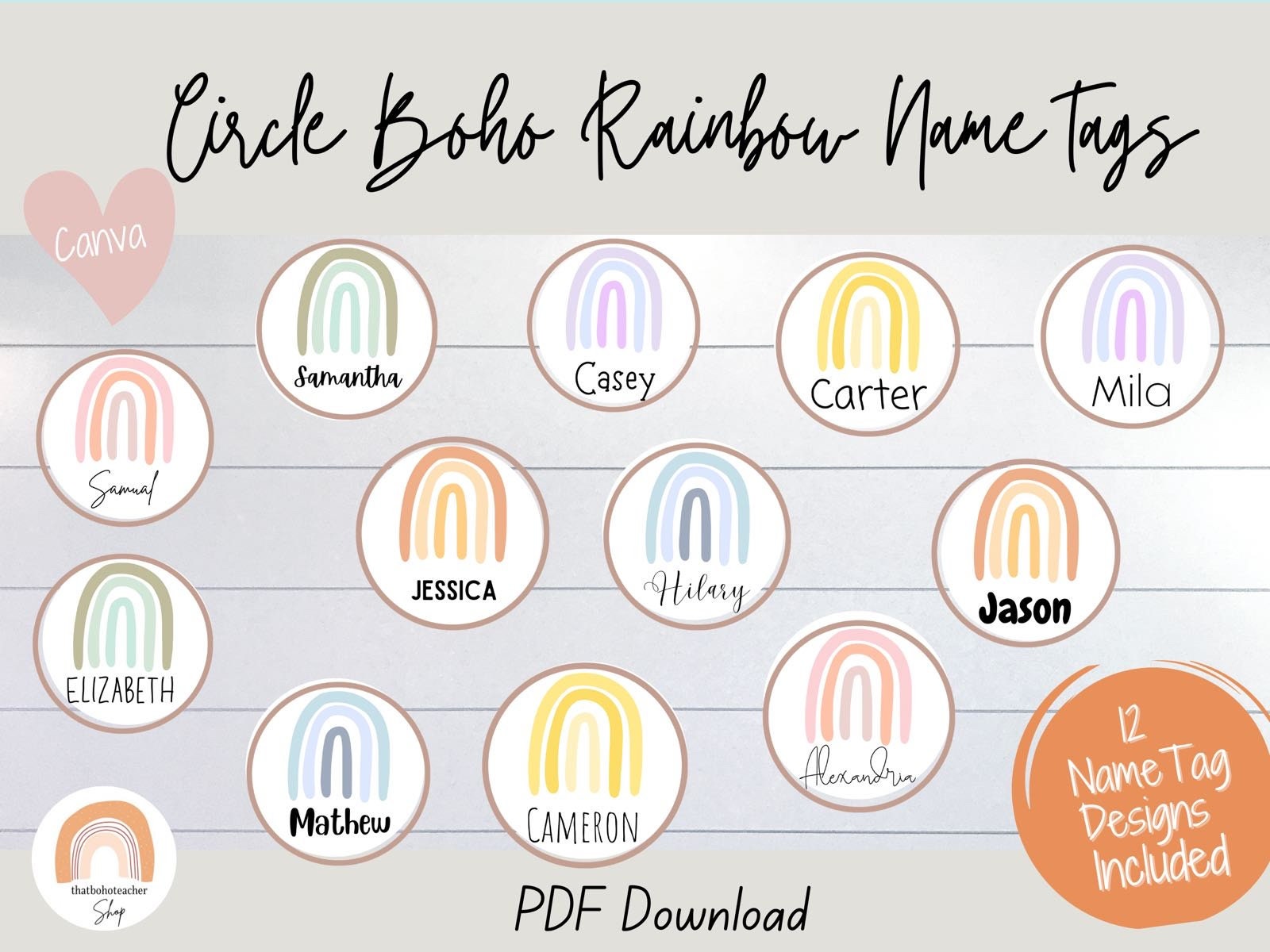 Boho Rainbow Circle Classroom Labels EDITABLE - Etsy Australia