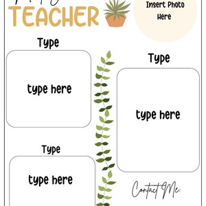 Editable Boho Plant Meet Your Teacher Template, Printable, Back to ...