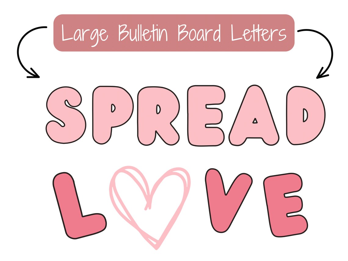SPREAD LOVE, Valentines Day Bulletin Board Kit EDITABLE Heart Name ...