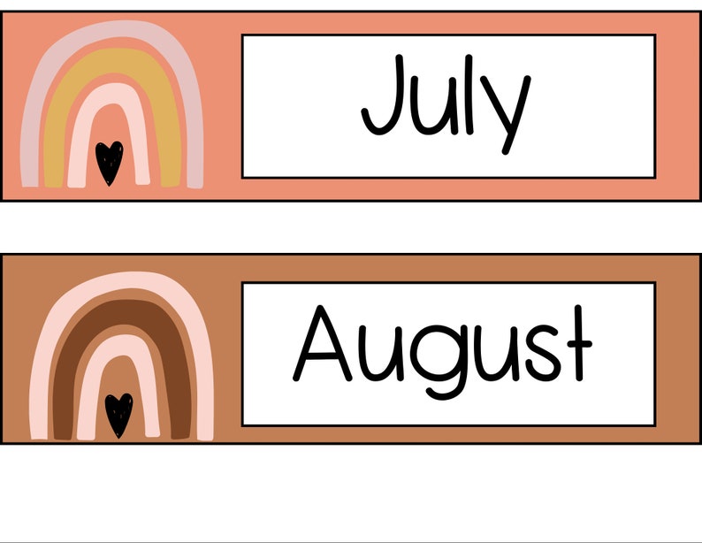 EDITABLE Printable Boho Rainbow Calendar Classroom Decor - Etsy