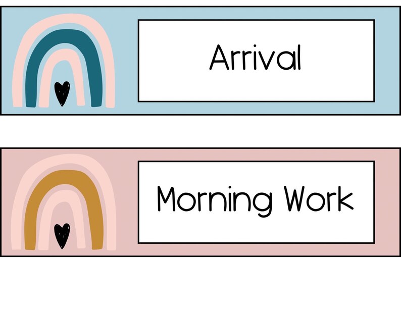 EDITABLE Printable Boho Rainbow Schedule Cards Classroom - Etsy