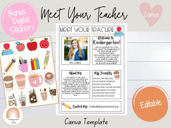 Editable Meet Your Teacher Template Printable Back to - Etsy