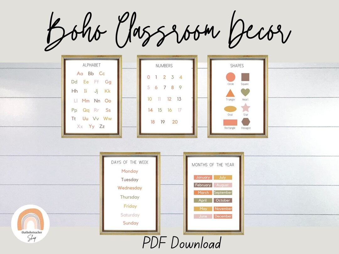 Boho Classroom Decor Bundle • Educational Poster Set • Homeschool ...