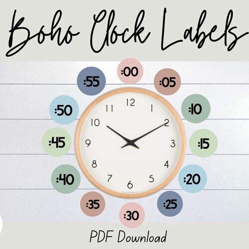 Boho Clock Labels Boho Classroom Decor Digital Download - Etsy
