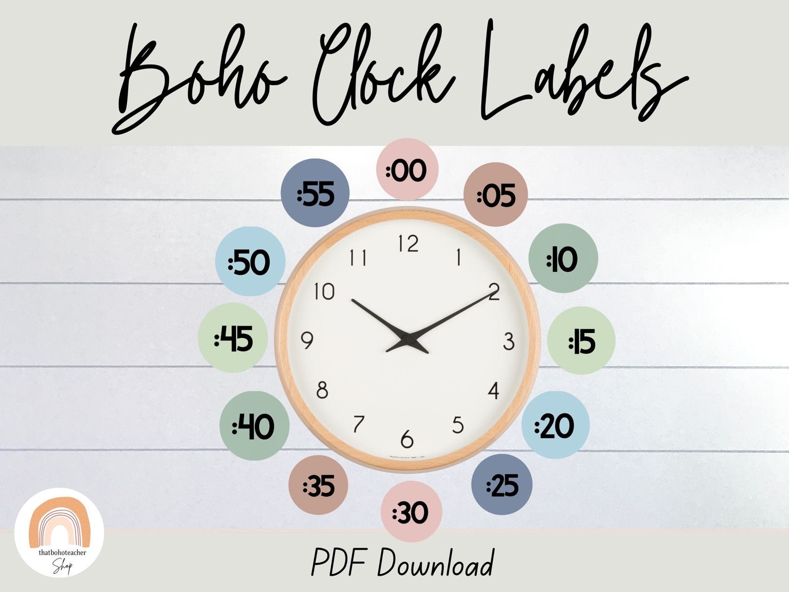 Boho Clock Labels Boho Classroom Decor Digital Download - Etsy