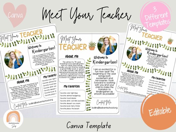 Editable Boho Plant Meet Your Teacher Template Printable - Etsy